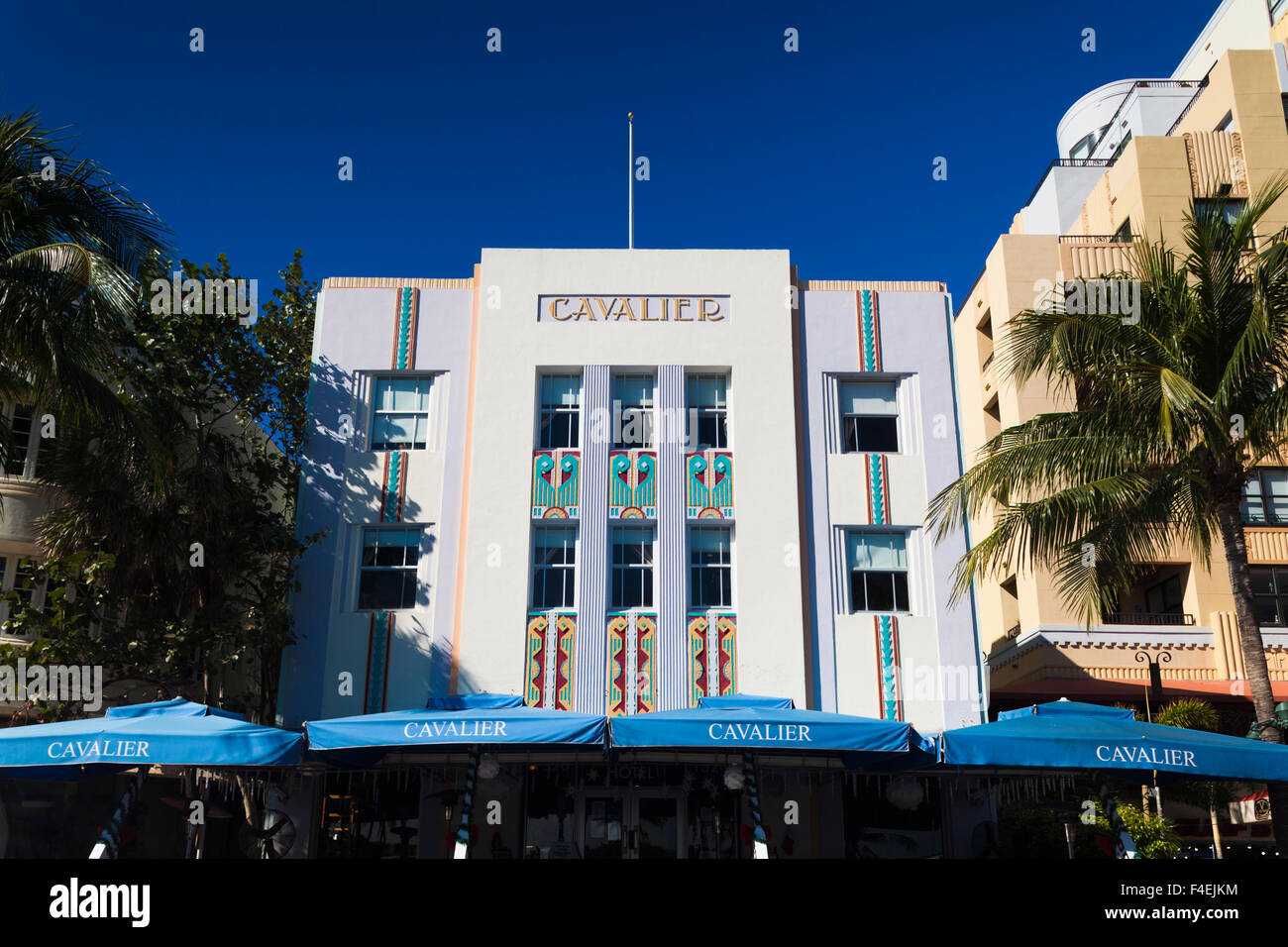 USA, Florida, Miami Beach, South Beach hotels on Ocean Drive, The ...