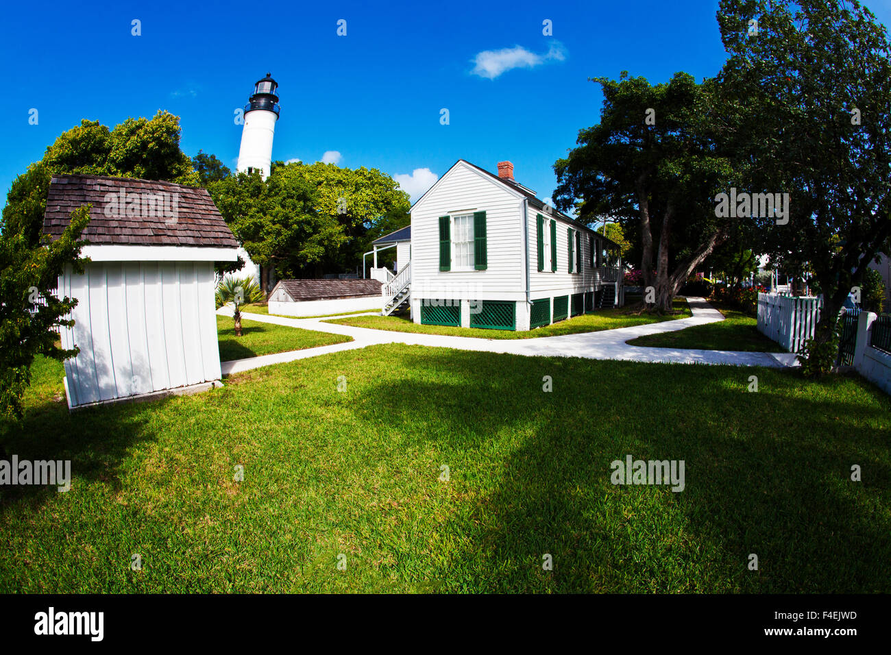 Key West Lighthouse on a Blue Sky day Stock Photo - Alamy