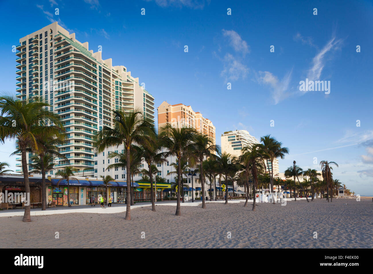USA, Florida, Fort Lauderdale, Fort Lauderdale Beach, high rise ...