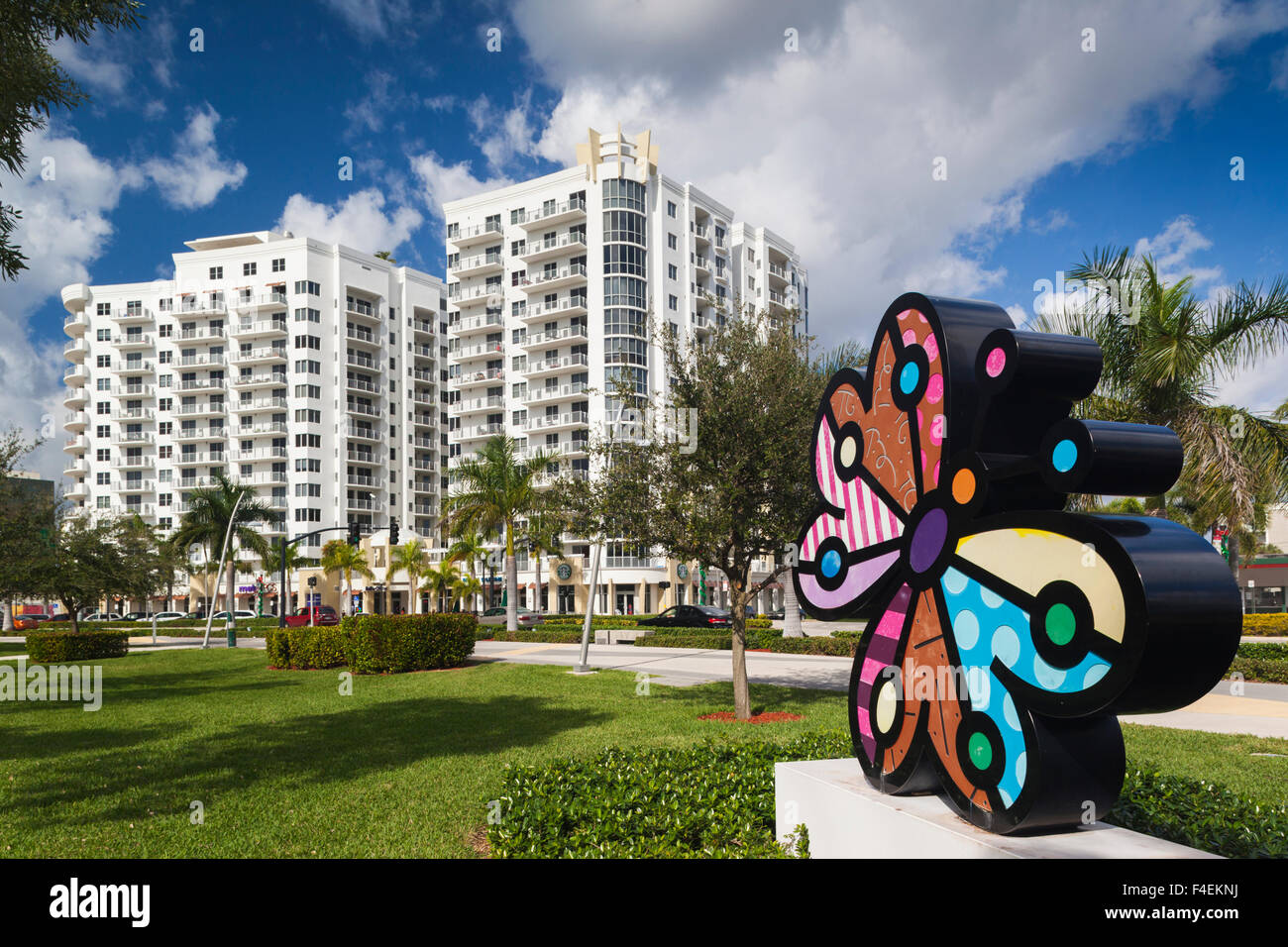 USA, Florida, Hollywood, buildings by Arts Park at Young Circle Stock ...