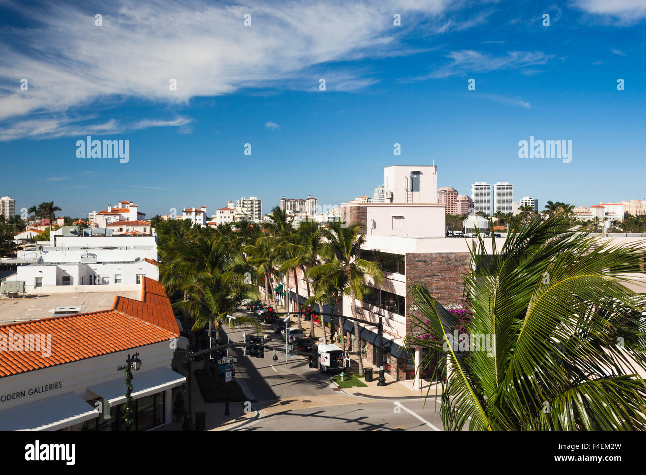 USA, Florida, Palm Beach, Worth Avenue, elevated view Stock Photo - Alamy