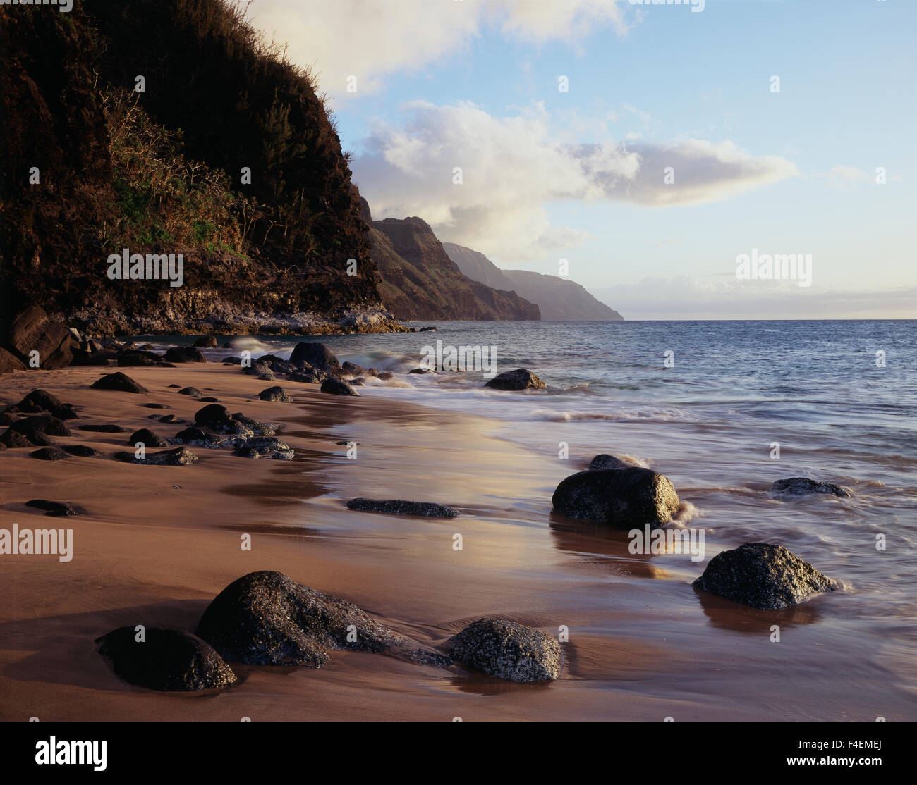 Hawaii, Kauai, Haena State Park, A view of the Na Pali Coast from Ke'e ...