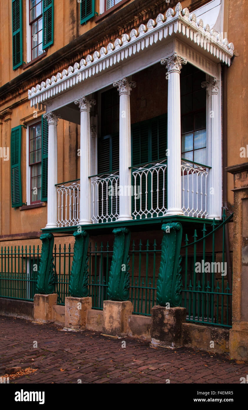 North America, USA, Georgia, Savannah, Veranda of the Historic Owens ...