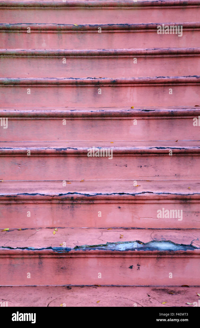 North America, USA, Georgia, Savannah, Steps painted pink on a house in ...