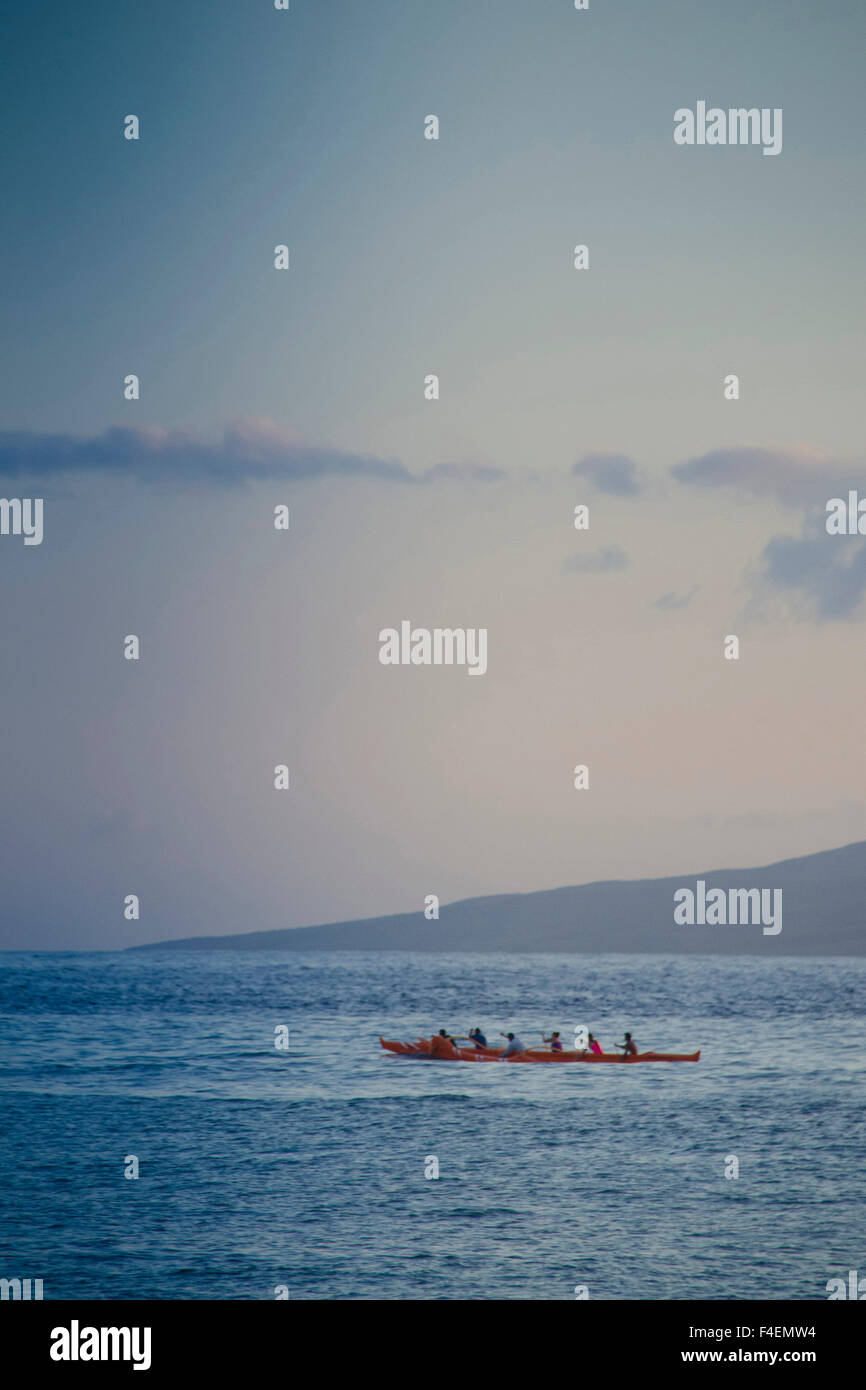 Outrigger Canoe at Dusk off Lahaina, Maui, Hawaii, USA Stock Photo - Alamy