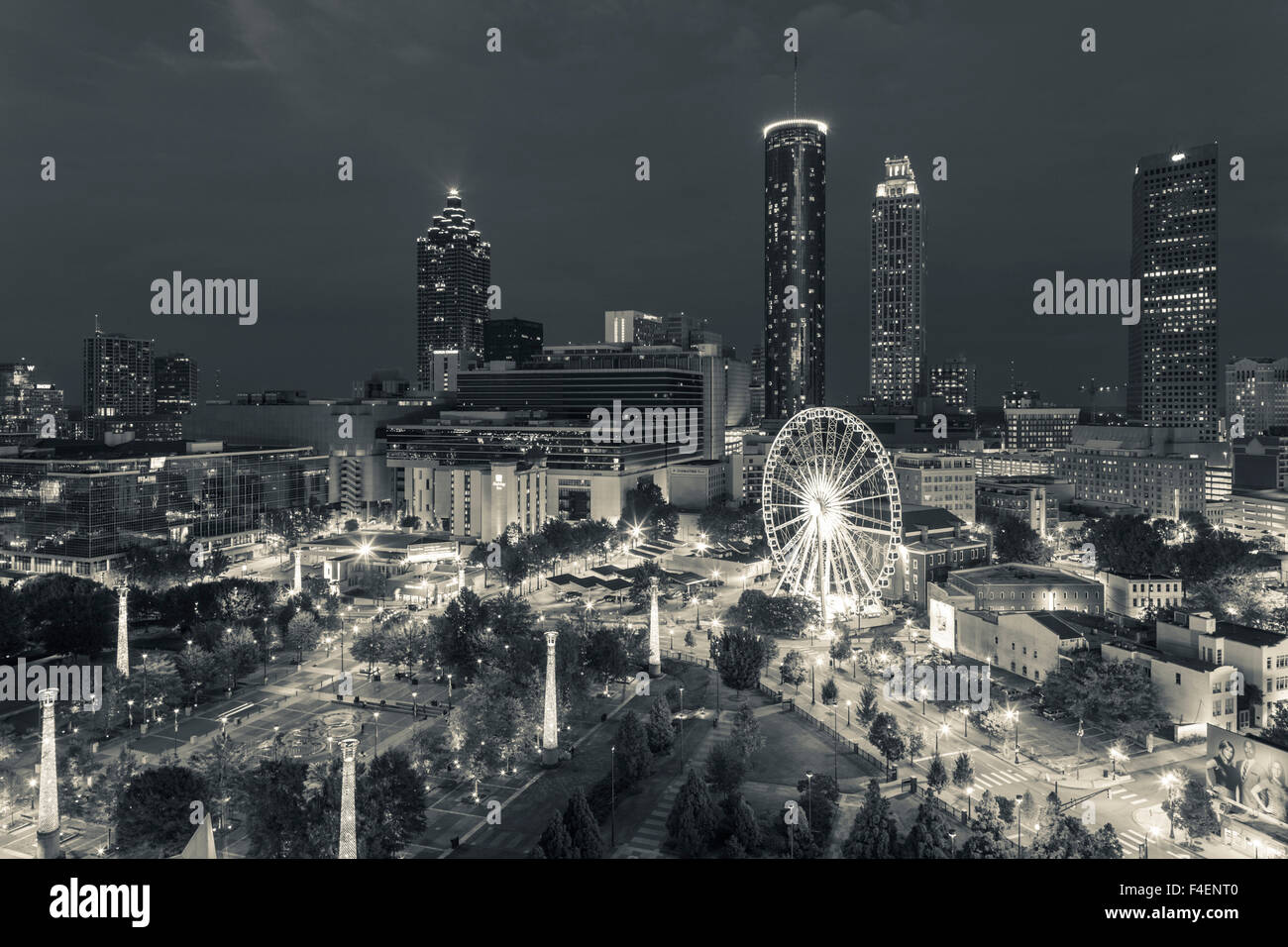 Georgia, Atlanta, Centennial Olympic Park, elevated city view with ...