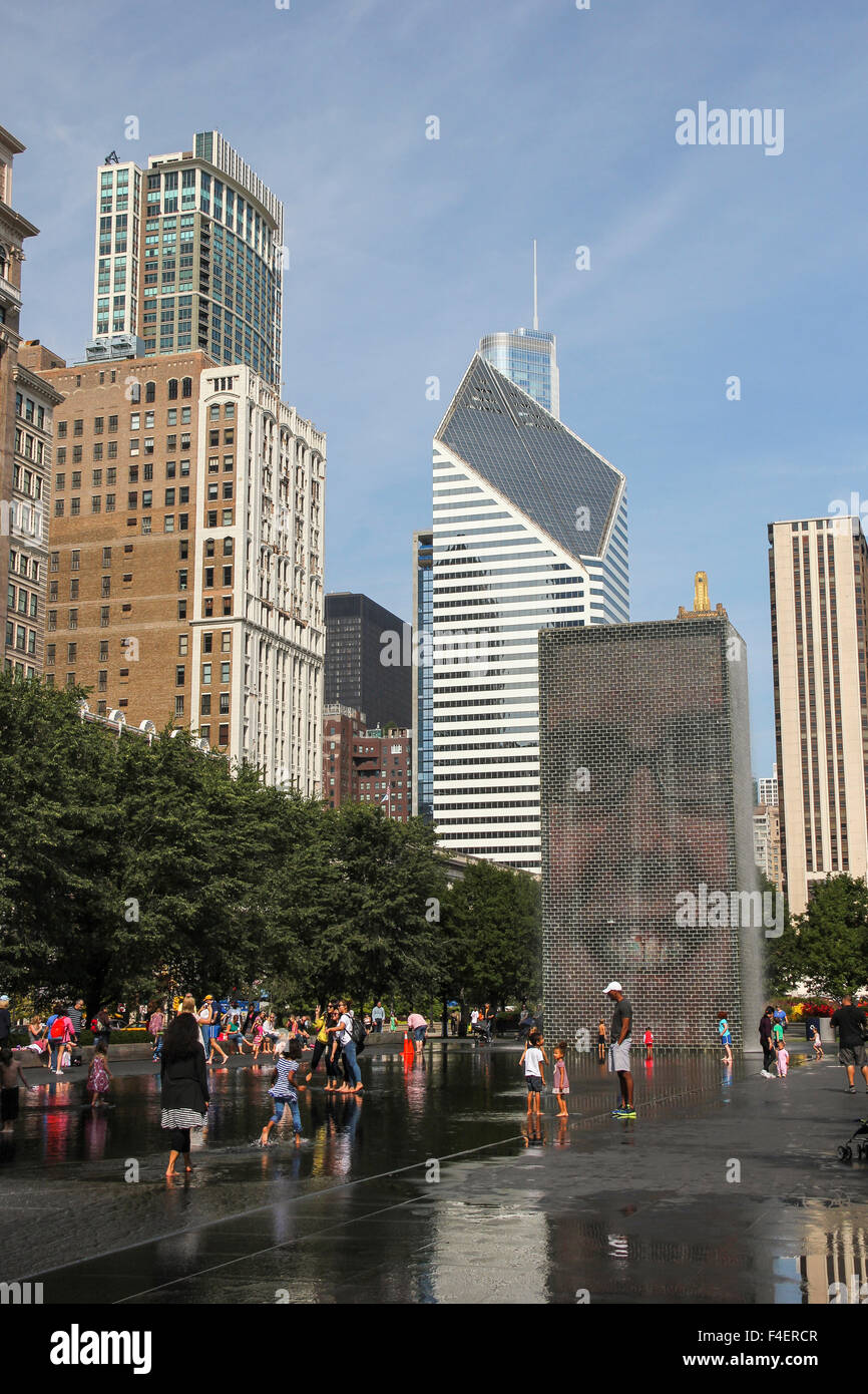 Crown Fountain, Millennium Park, Grant Park, Chicago, Illinois, United ...
