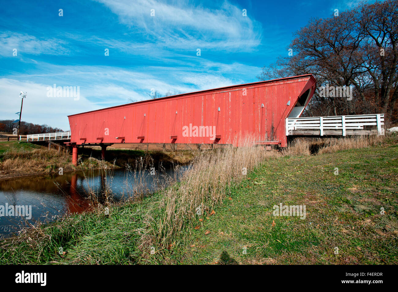 USA, Iowa, Winterset. Hogback Covered Bridge built in 1884 by Benton ...