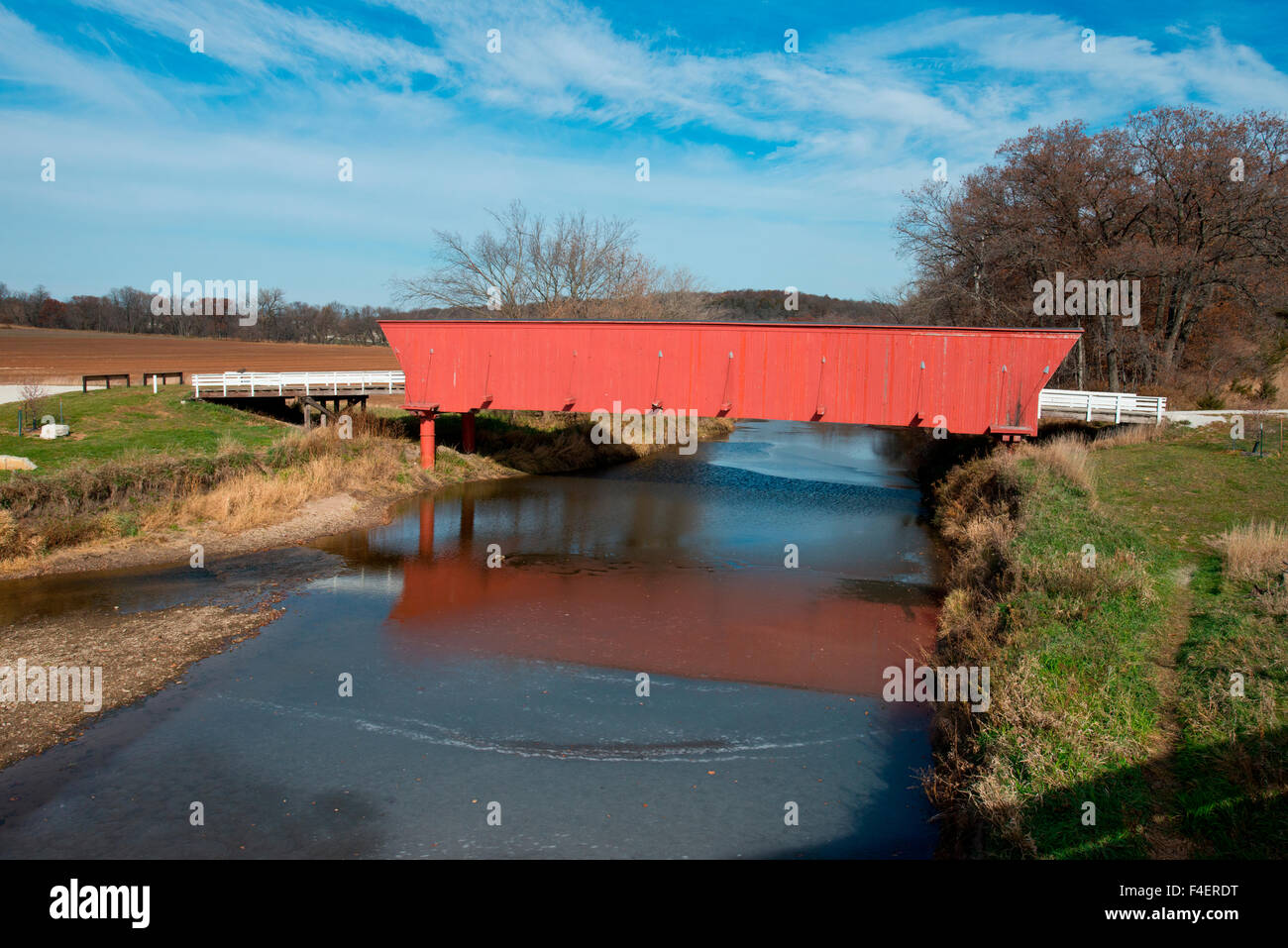 USA, Iowa, Winterset. Hogback Covered Bridge built in 1884 by Benton ...
