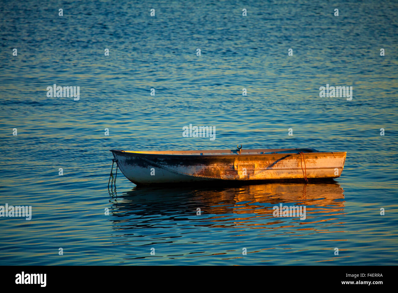 USA, Maine, Small row boat anchored at Bar Harbor Stock Photo - Alamy