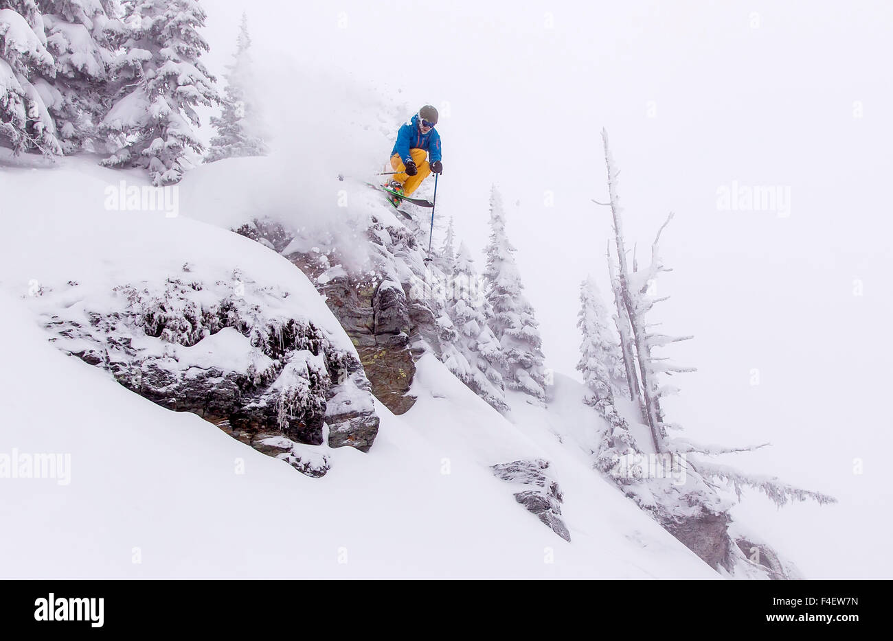 Ray Peacock skiing on a powder morning at Whitefish Mountain Resort ...