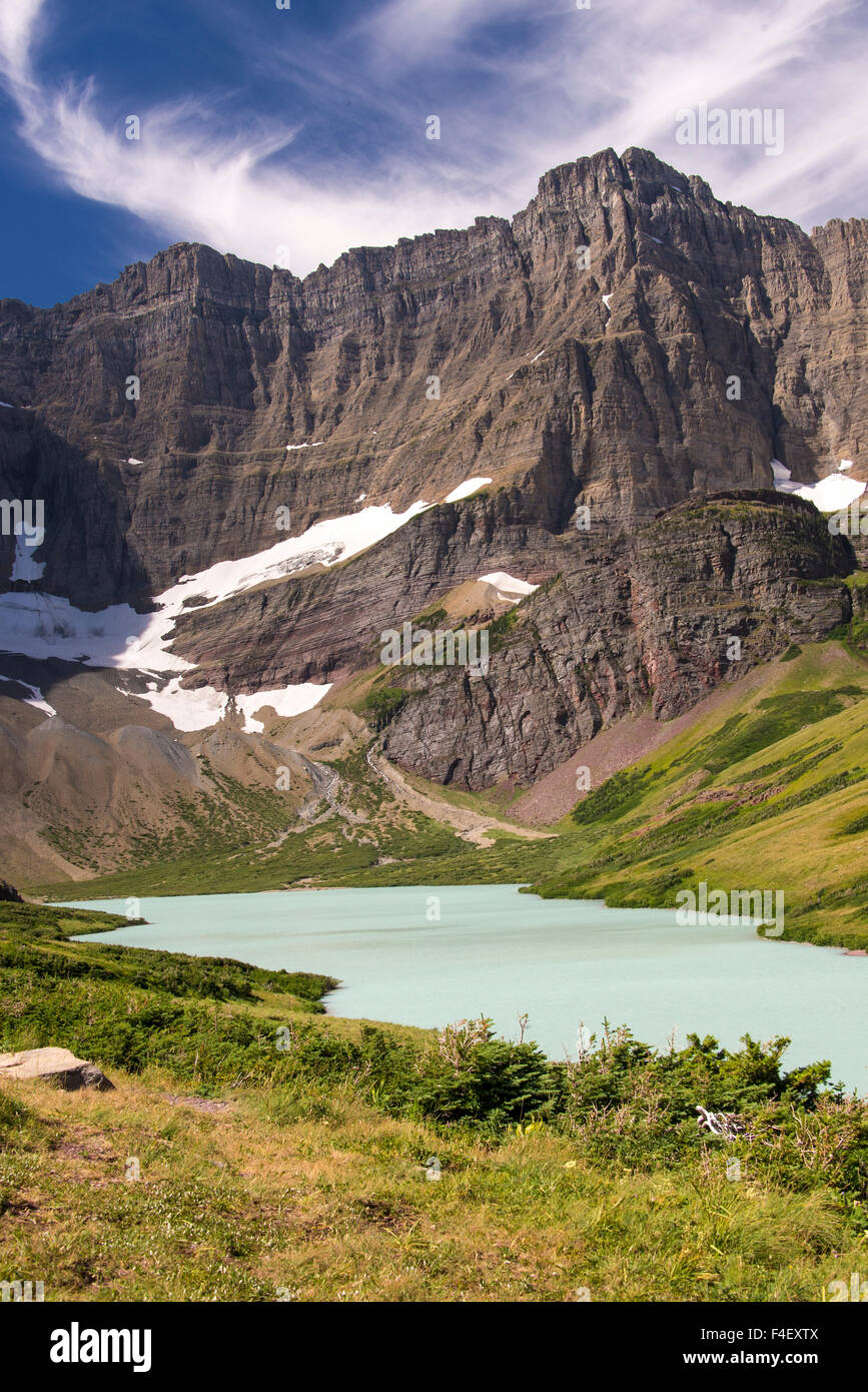 USA, Montana, Glacier National Park. Glacial melt Cracker Lake has ...
