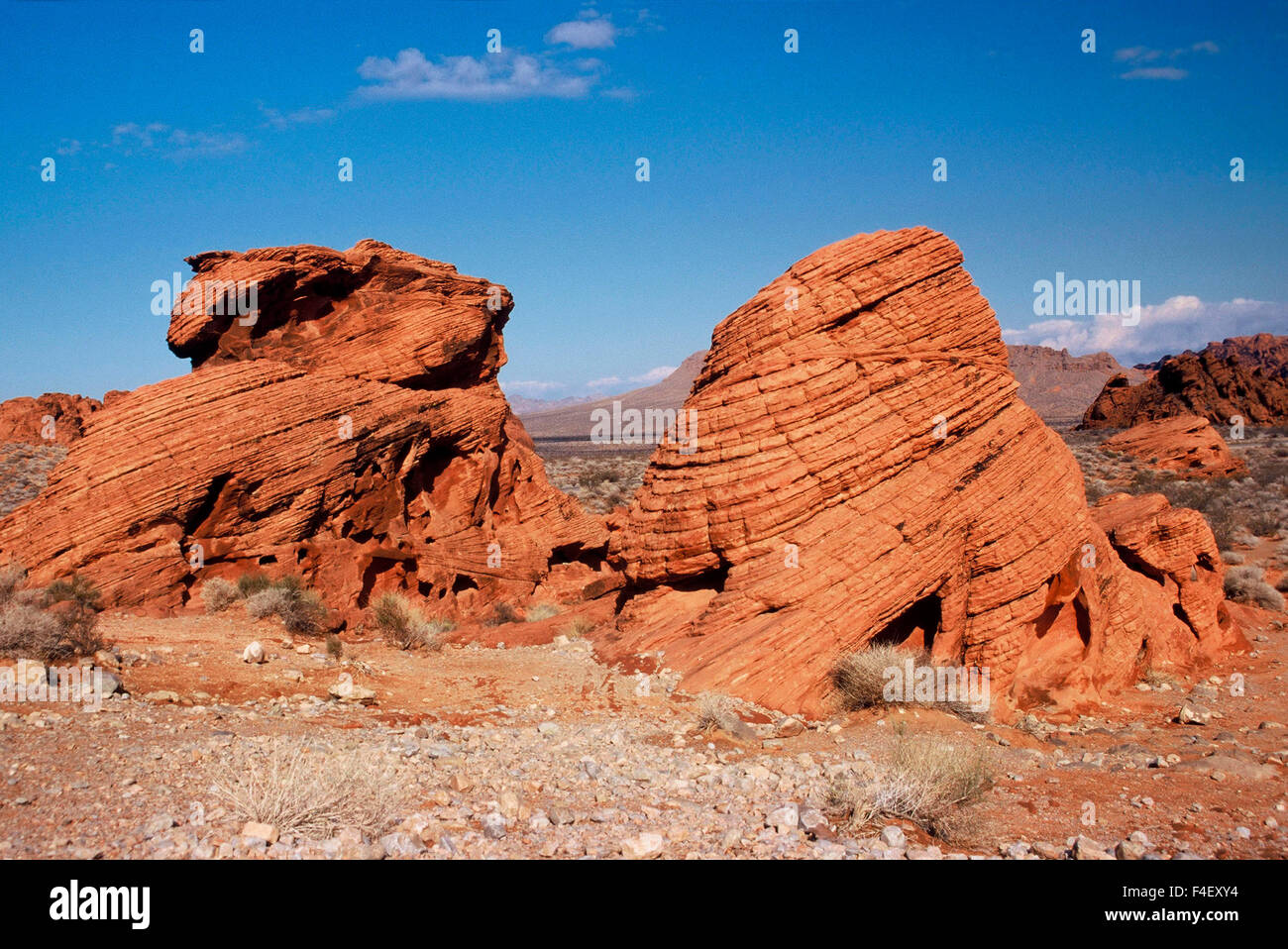 USA, Nevada, Overton, Valley of Fire State Park, wind and water ...