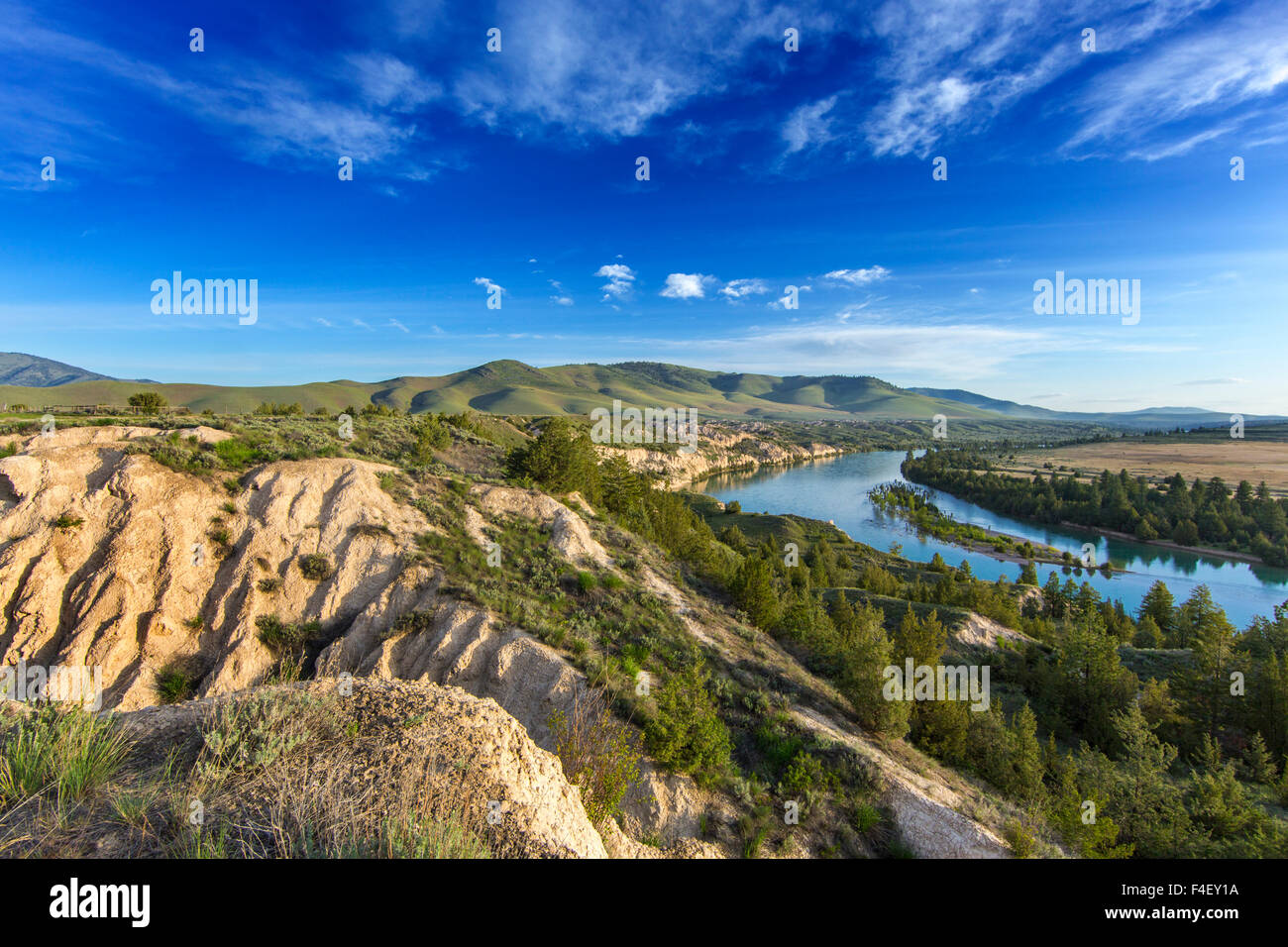 Clay cliffs along the Flathead River near Ronan, Montana, USA Stock ...