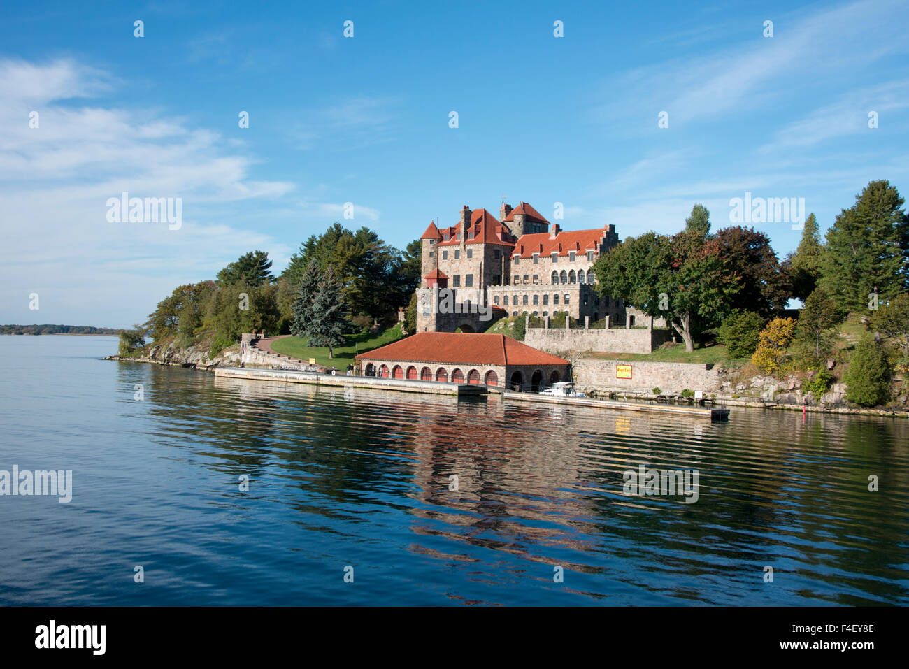 New York, St. Lawrence Seaway, Thousand Islands. Singer Castle on Dark ...