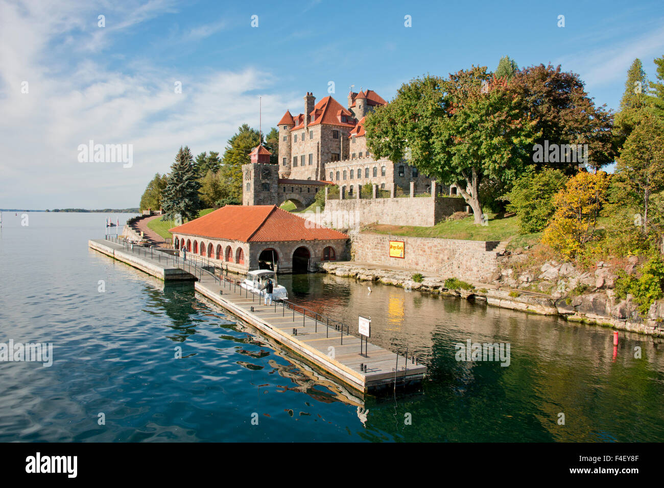 New York, St. Lawrence Seaway, Thousand Islands. Singer Castle on Dark ...