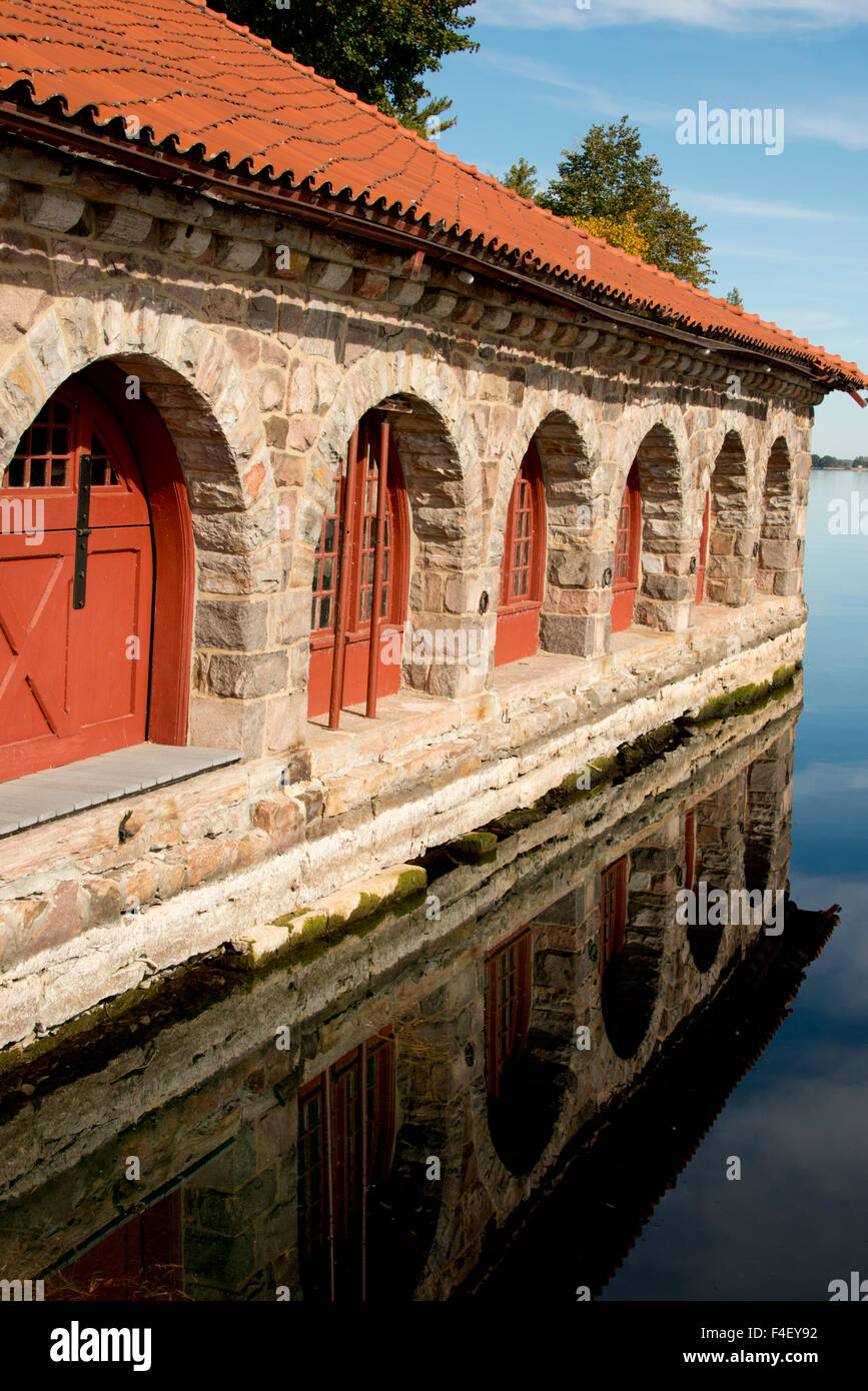 New York, St. Lawrence Seaway, Thousand Islands. Singer Castle on Dark ...