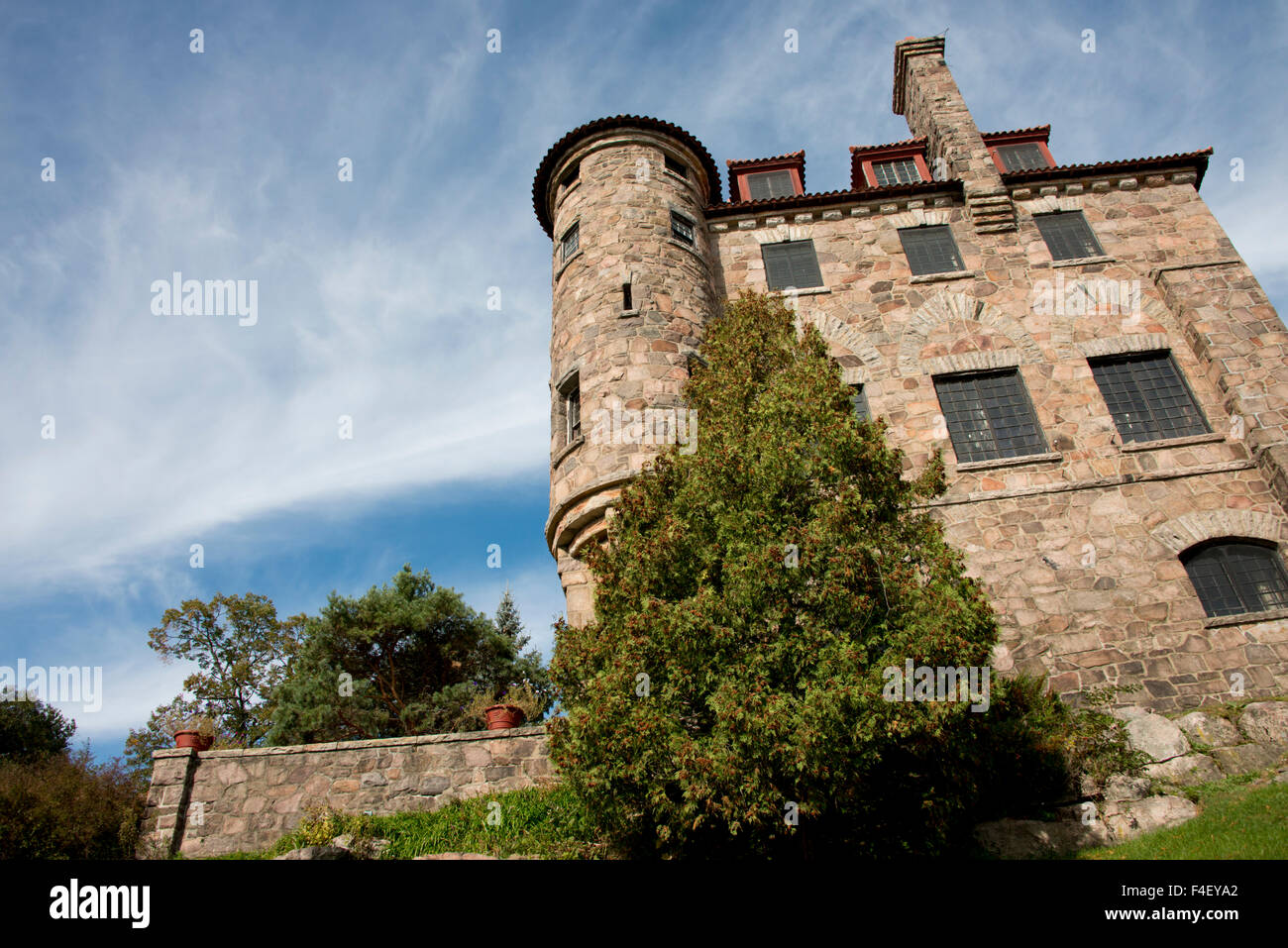 New York, St. Lawrence Seaway, Thousand Islands. Singer Castle on Dark ...