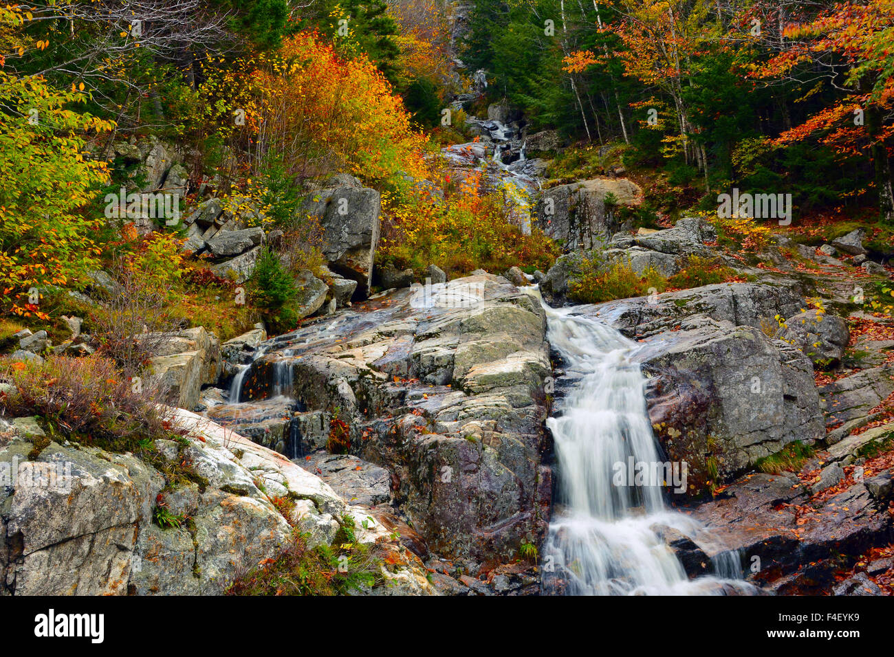 Autumn at Silver Cascade, Crawford Notch State Park, New Hampshire, USA ...