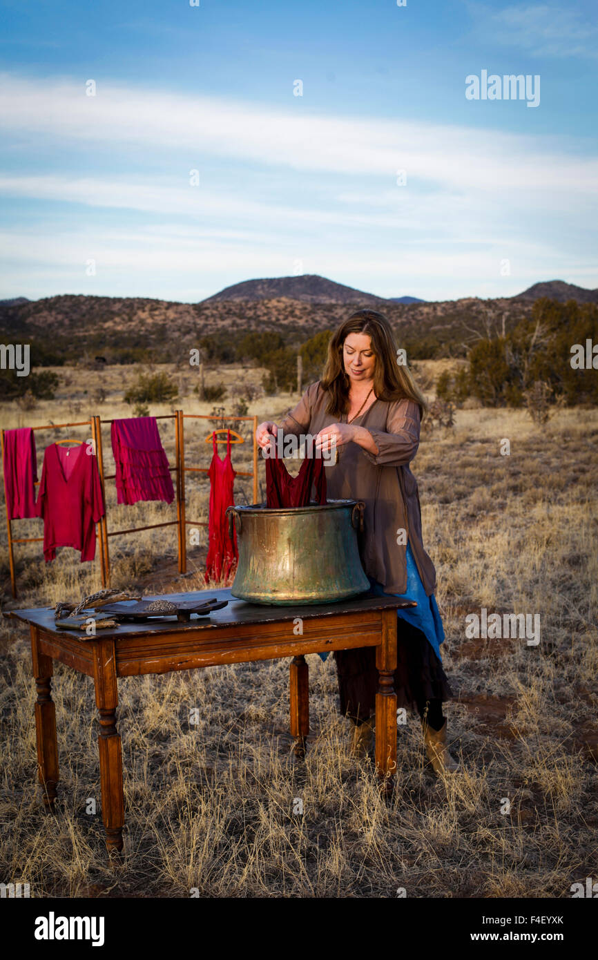 Santa Fe, New Mexico, USA. Clothing designer, Nancy Traugott and ...