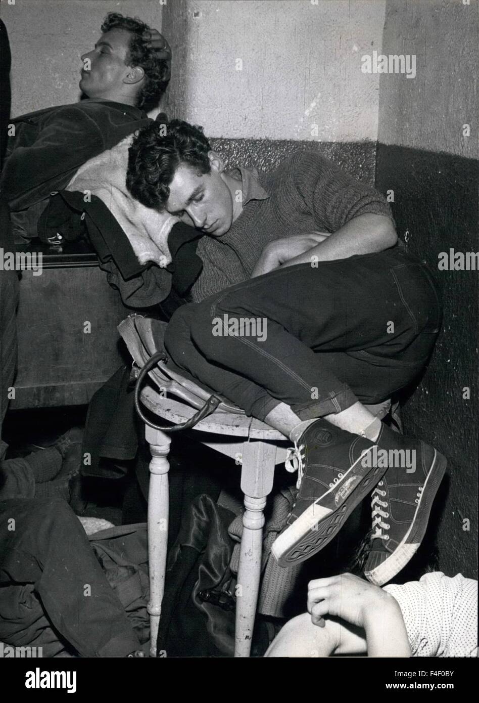 1964 - At the all-night session: Some sleep: After a few hard dances ...