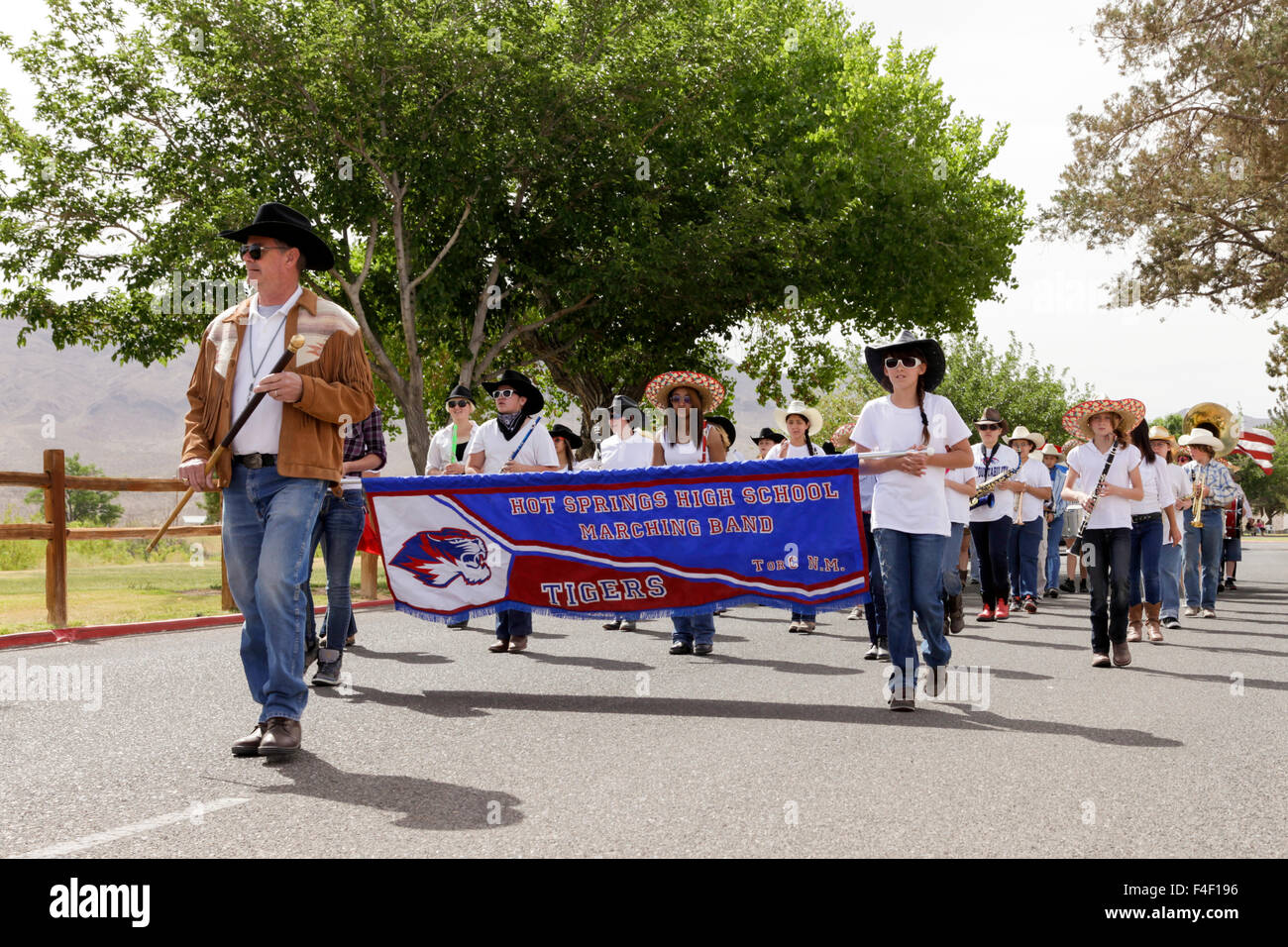 Hot Springs High School marching band in a small town parade. Truth or ...