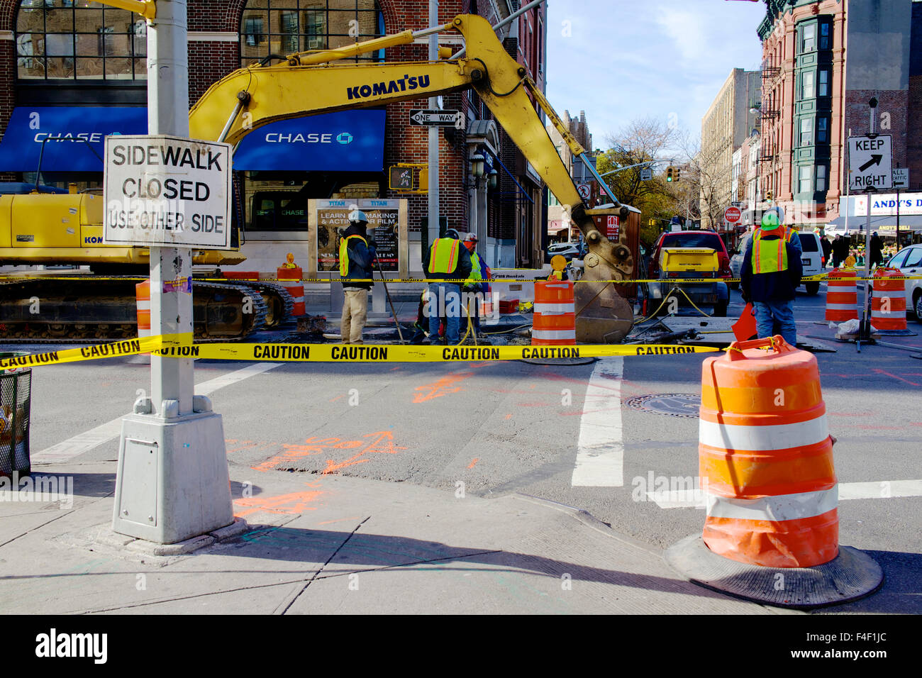 USA, New York City, road work Stock Photo - Alamy