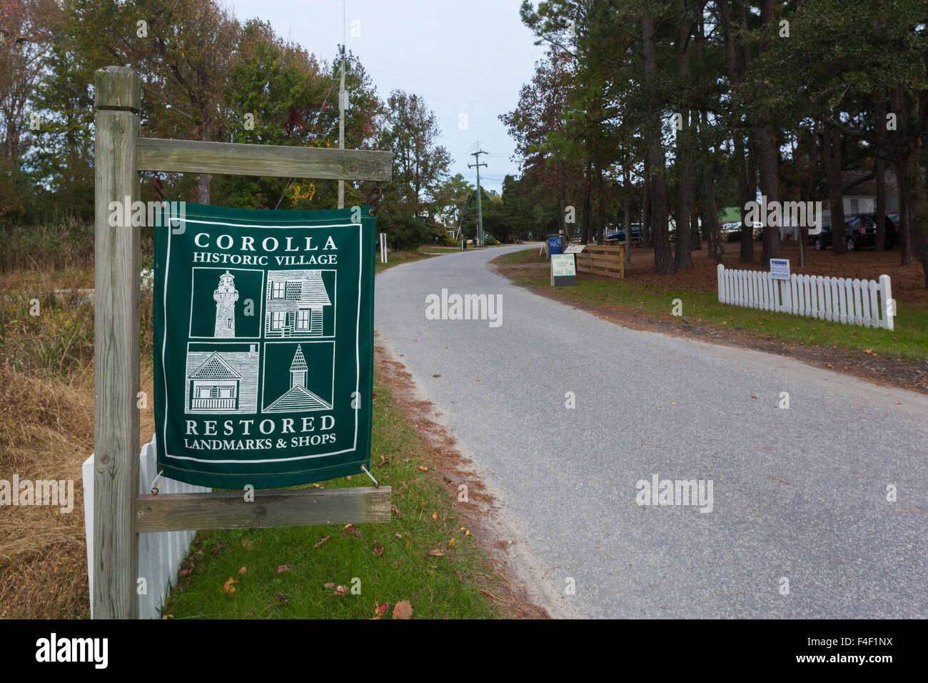 North Carolina, Outer Banks National Seashore, Corolla, village sign ...