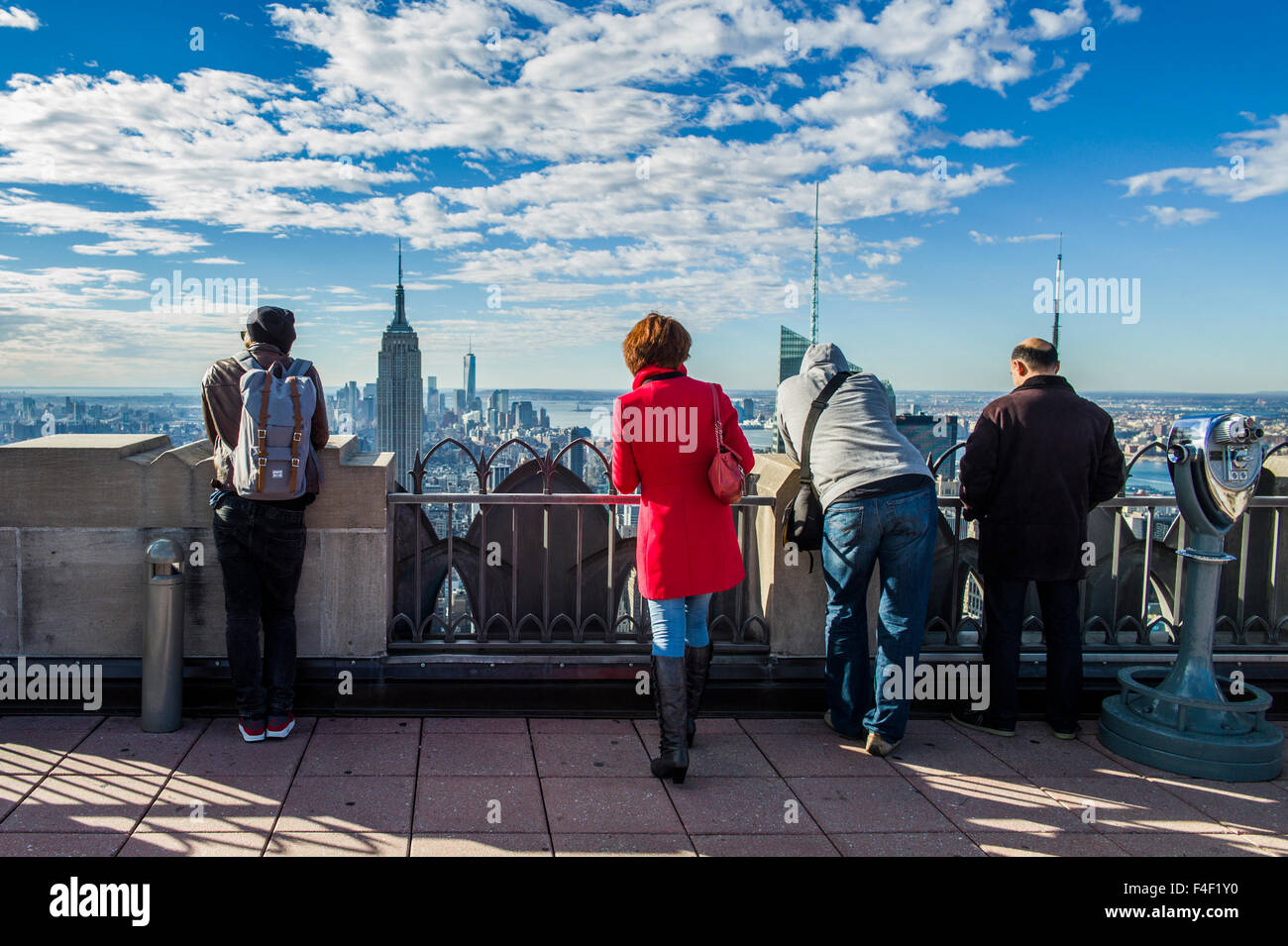 USA, New York, New York City, Manhattan view from atop the 30 Rock ...