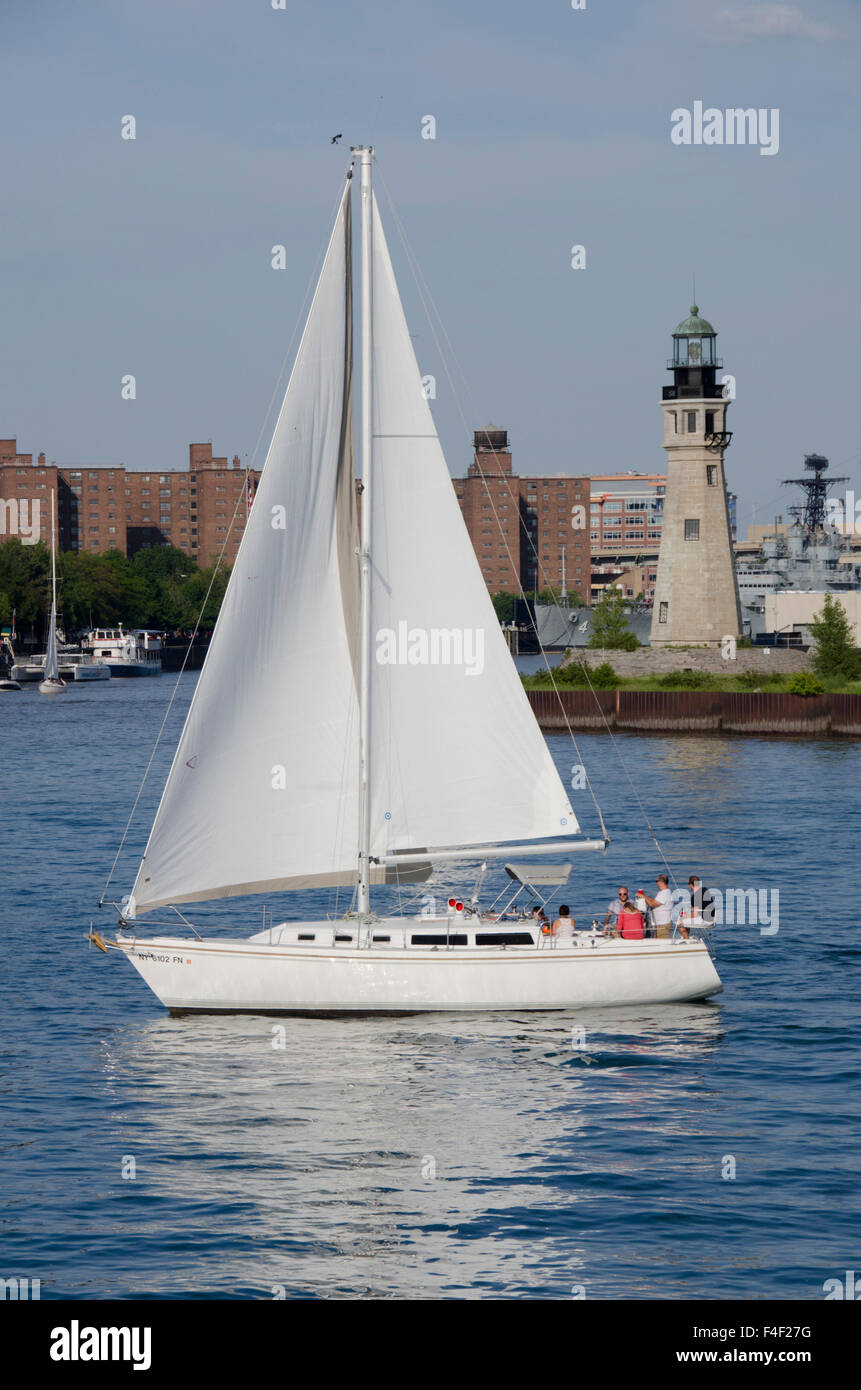 New York, Buffalo. Buffalo Main Lighthouse, c. 1833, located directly ...