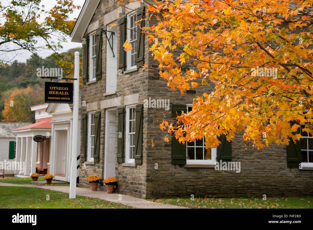 New York, Cooperstown, Farmers Museum in the fall. (Large format sizes ...