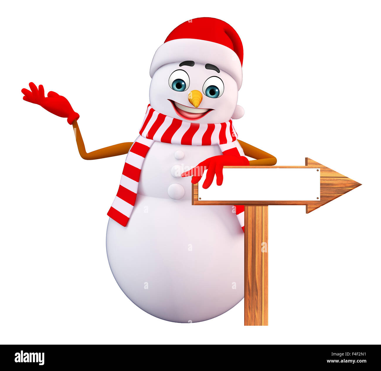 3d rendered illustration of snowman with arrow sign Stock Photo - Alamy