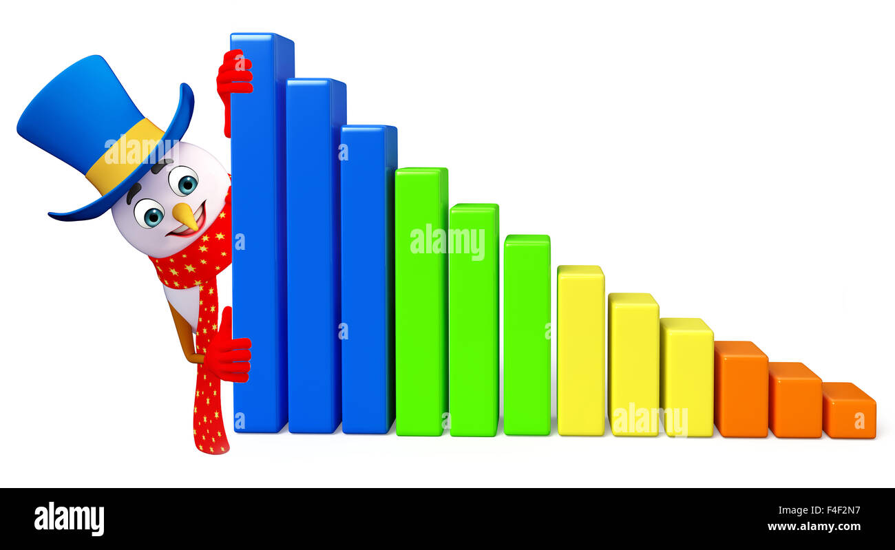 3d rendered illustration of snowman with business graph Stock Photo - Alamy