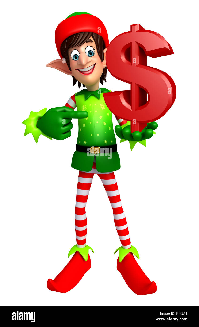 3d rendered illustration of elves with dollar Stock Photo - Alamy