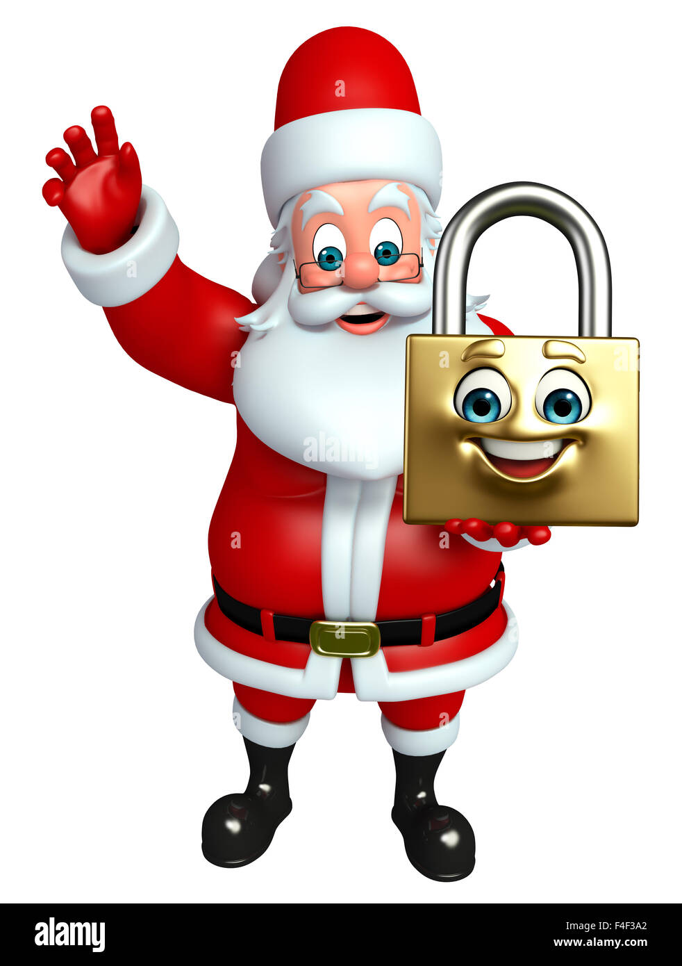 3d rendered illustration of santa claus with lock Stock Photo - Alamy