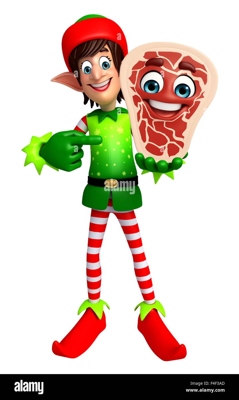 3d rendered illustration of elves with meat steak Stock Photo - Alamy
