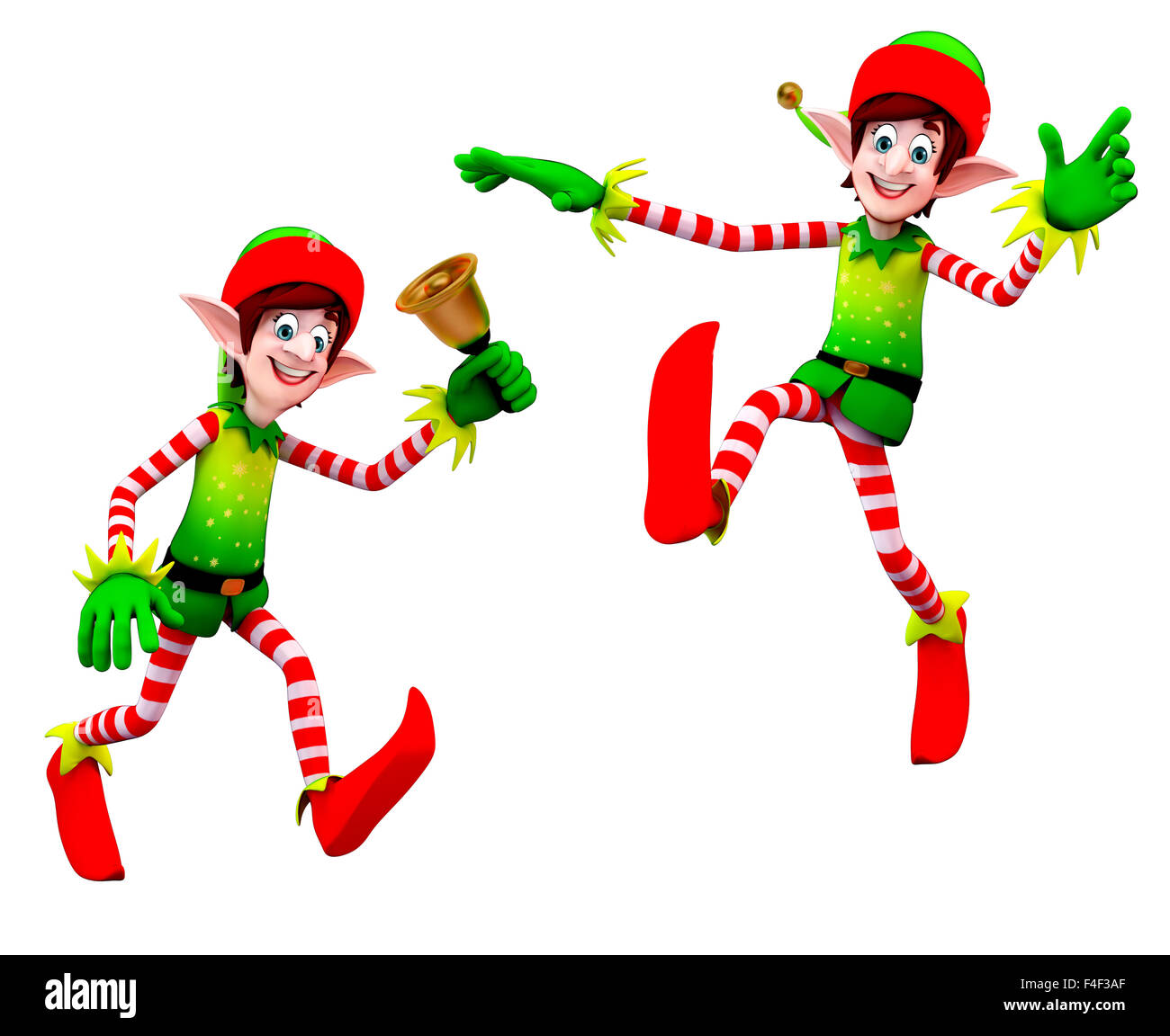 3d rendered illustration of elves with bell Stock Photo - Alamy