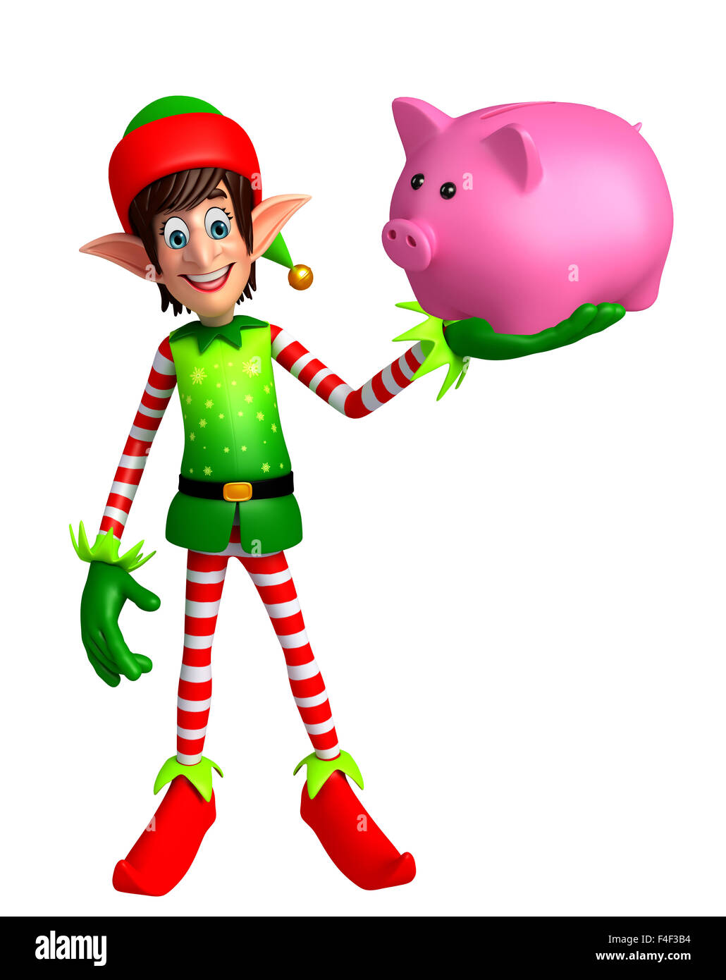 3d rendered illustration of elves with piggy bank Stock Photo - Alamy
