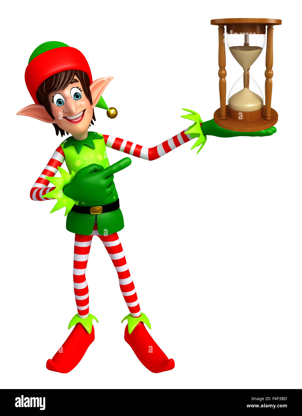3d rendered illustration of elves with sand clock Stock Photo - Alamy