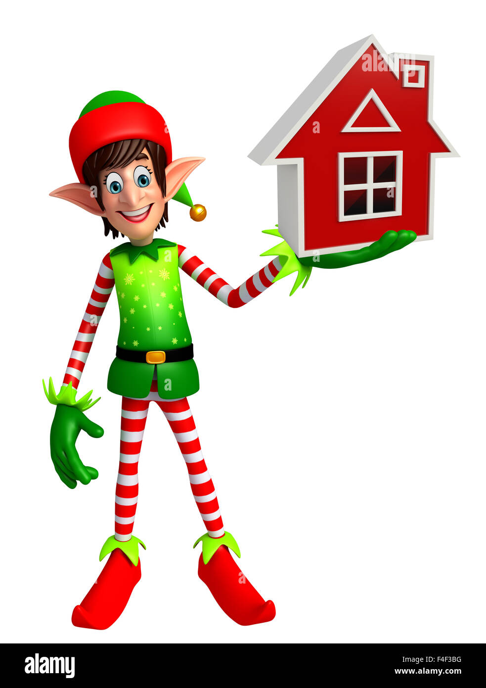 3d rendered illustration of elves with house Stock Photo - Alamy