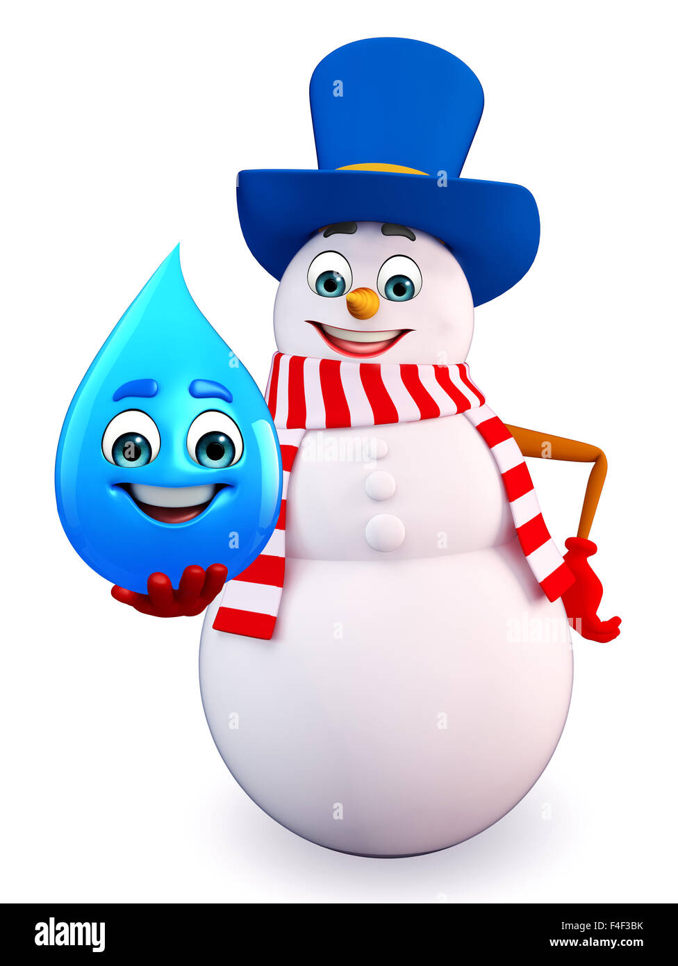 3d rendered illustration of snowman with water drop Stock Photo - Alamy