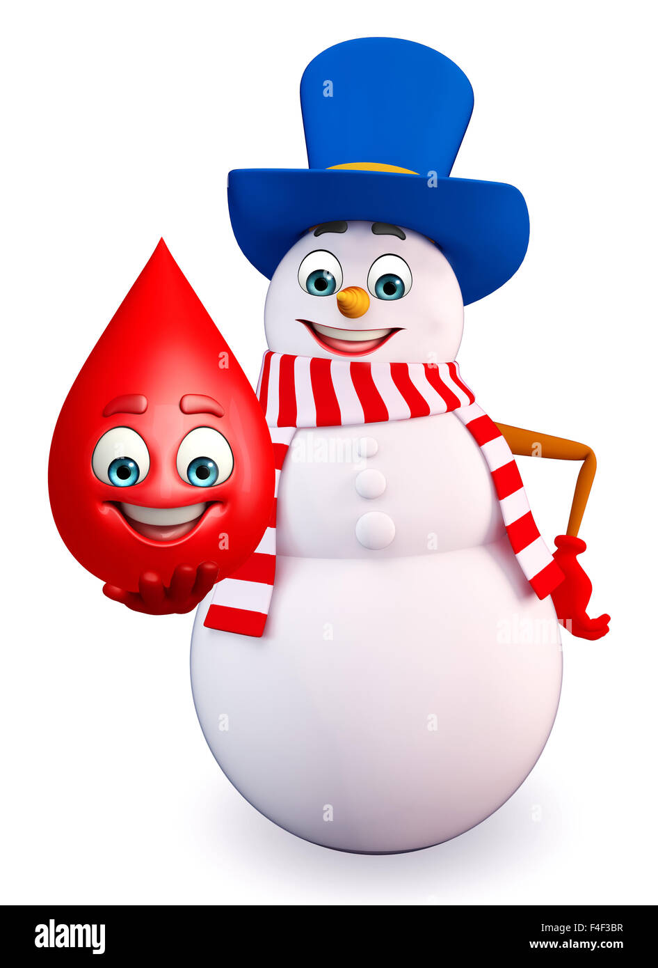 3d rendered illustration of snowman with blood drop Stock Photo - Alamy