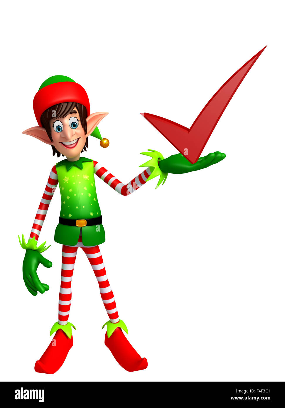 3d rendered illustration of elves with right sign Stock Photo - Alamy