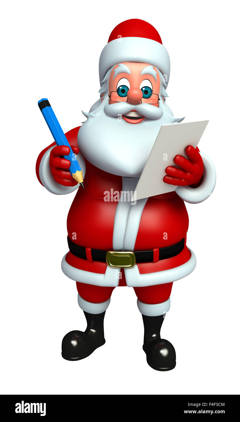 3d rendered illustration of santa claus with notepad Stock Photo - Alamy