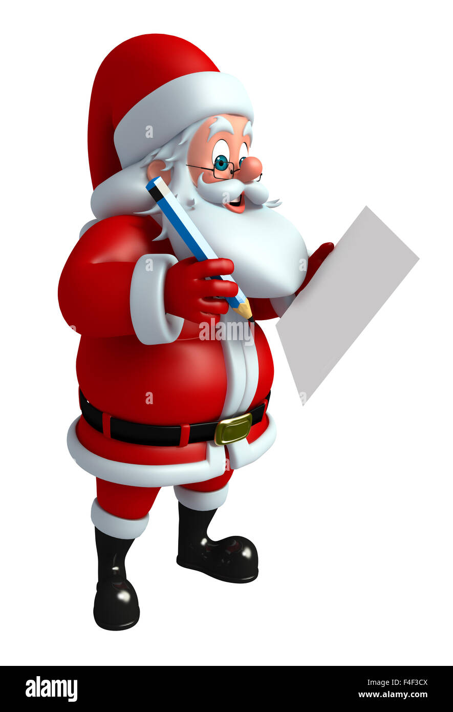 3d rendered illustration of santa claus with notepad Stock Photo - Alamy