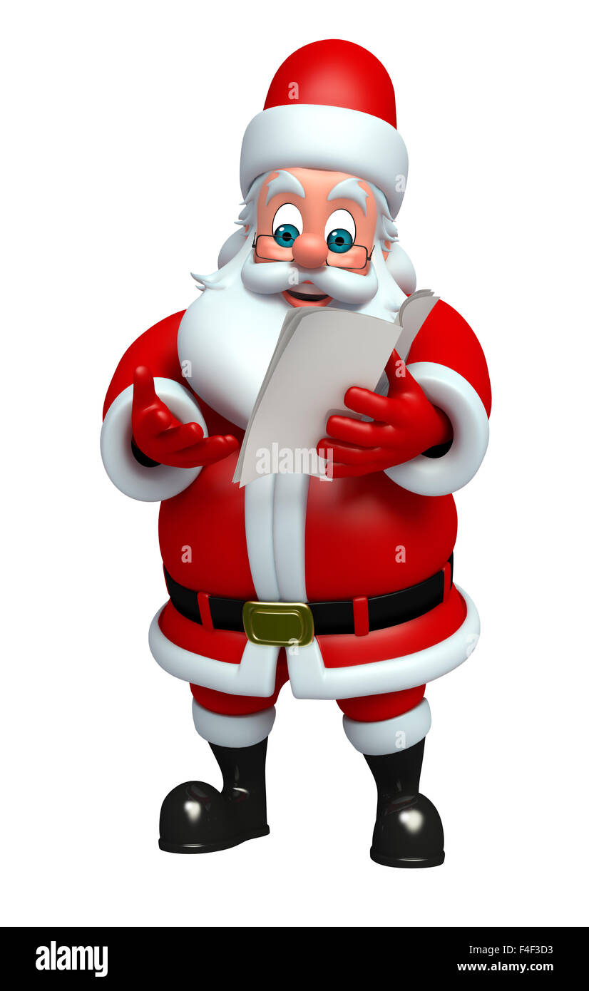 3d rendered illustration of santa claus with notepad Stock Photo - Alamy