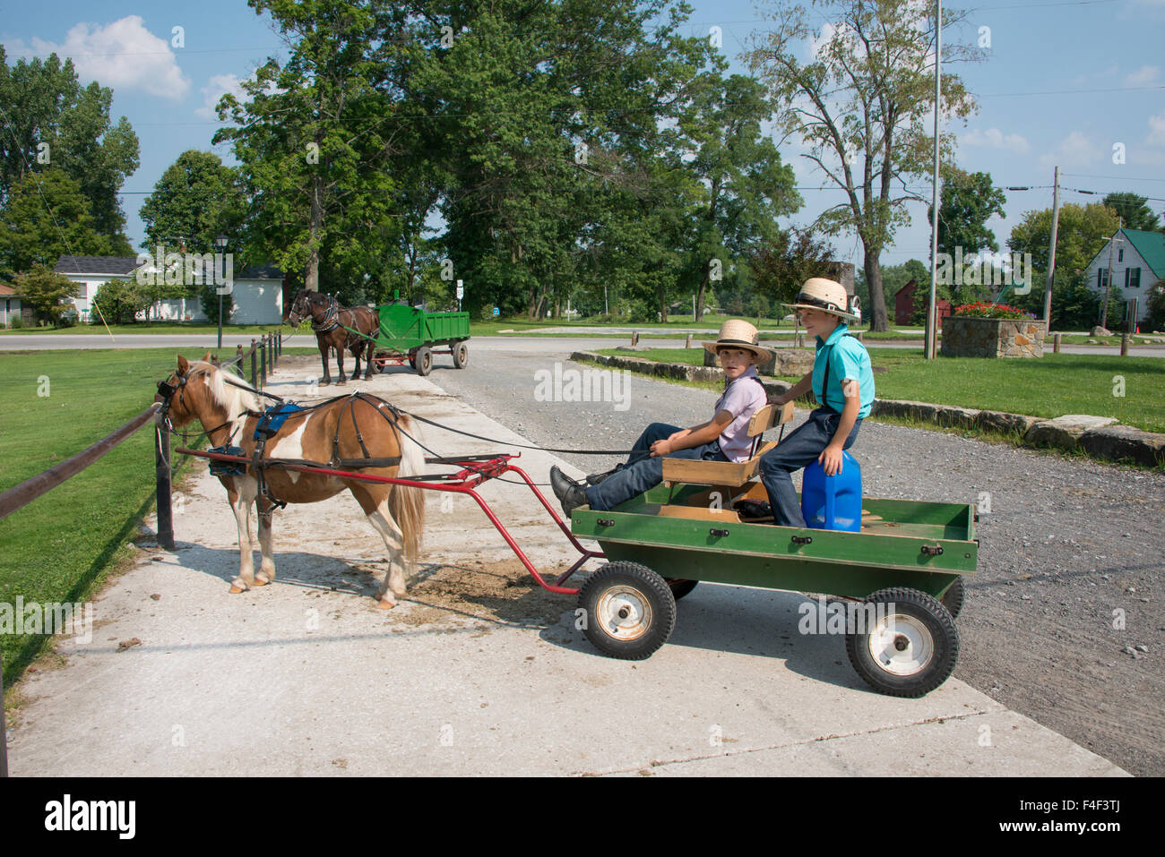Ohio, Geauga County, Mesopotamia. Typical young Amish boys in ...