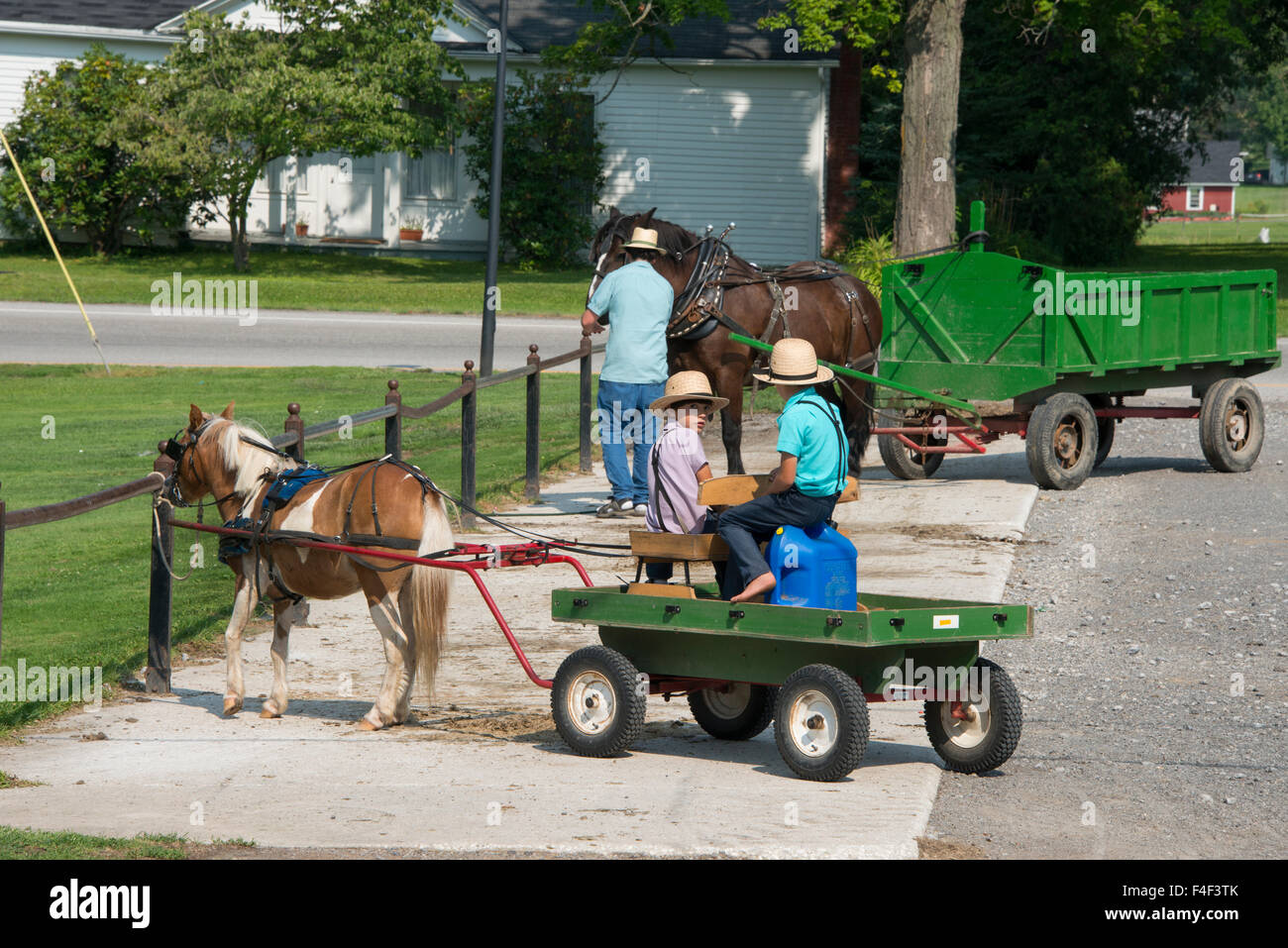 Ohio, Geauga County, Mesopotamia. Typical young Amish boys in ...