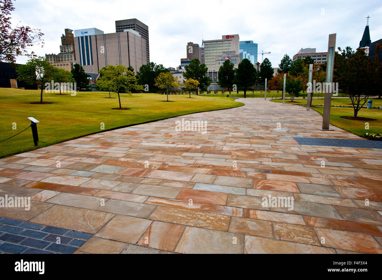 USA, Oklahoma, Oklahoma City, Murrah Federal Building Memorial, Pathway ...
