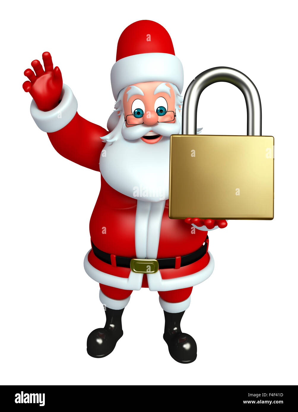 3d rendered illustration of santa claus with lock Stock Photo - Alamy